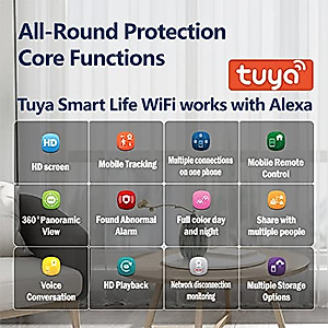 Light Bulb Camera,Security Cameras Wireless Outdoor 1080p Color Night,Lightbulb Cameras for Home Security 2.4g WiFi,E27 Socket Smart Porch Camera Garage, with Motion Tracking 360° Alexa Google Home