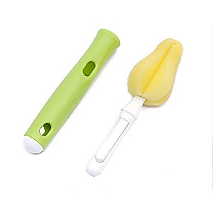 AKOAK 1 Pack The Baby Nipple Brush Cleaning Brush Set Rotates Freely to Replace The Head Sponge Bottle Brush