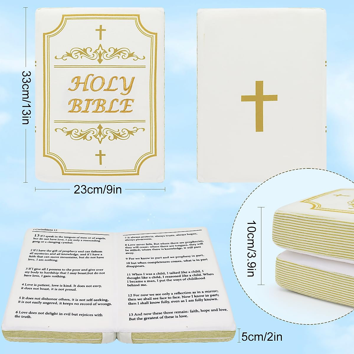 Yelakey Bible Pillow Book Plush That Opens Christian Holy Bible Stuff Religious Party Favors Gifts for Kids for Christening Easter