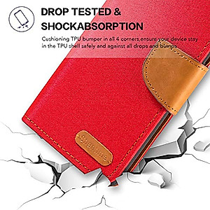 for Emporia Smart 5 Case, Oxford Leather Wallet Case with Soft TPU Back Cover Magnet Flip Case for Emporia Smart 5 (5.5”) Red