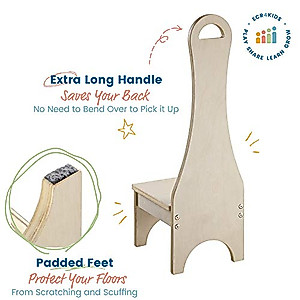 ECR4Kids Stepstool with Long Handle, One Step, Natural