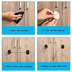 4 Pack Refrigerator Lock Cabinet Locks with Keys Adhesive Freezer Door Fridge Drawer Lock for Child Safety and Privacy, No Drilling(Black)