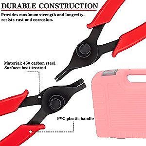 Snap Ring Plier Set Heavy Duty Long Reach Snap Ring Plier Set With Case 11pc Retaining Ring Pliers Set Mechanics Circlips Auto Tool Internal External Pliers for Car Trunk Motorcycle