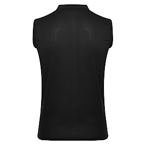 TiaoBug Men's Casual Sleeveless Shirts Mock Turtleneck Pullover Tops Undershirt Vest Tops Black Medium