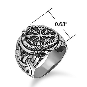 WithLoveSilver 925 Sterling Silver Celtic Talisman Vegvisir Viking Compass Protection Ring (9)