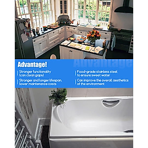 ULXIOM B-0044-H Pre-Rinse Hose Fit for T&S Brass Sprayer Faucet Parts, Commercial Kitchen Sink Spray Pipe, 44 Inch Flexible Stainless Steel