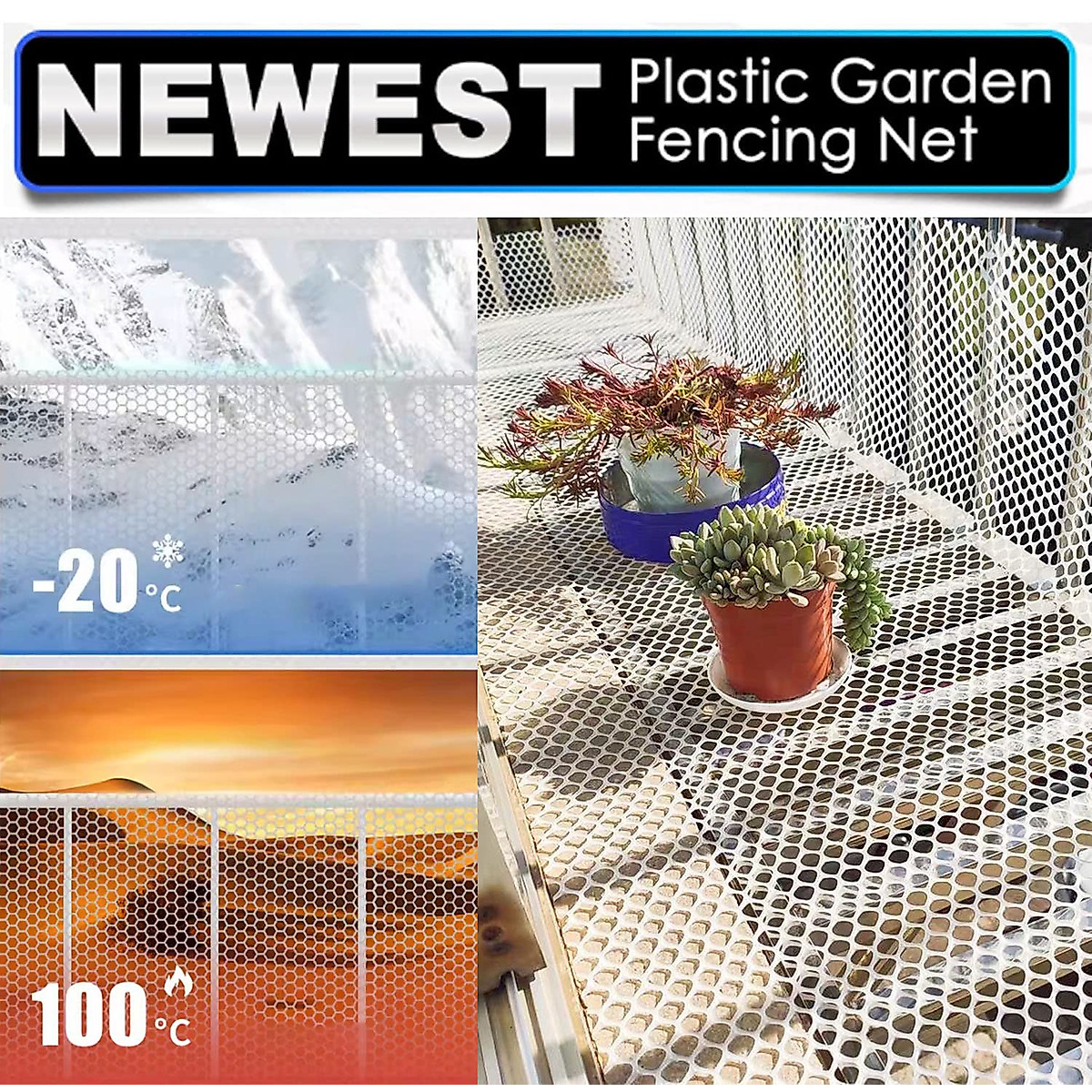 15.7IN x 10FT White Plastic Chicken Wire Fence Mesh,Hexagonal Plastic Poultry Netting for Chicken,Upgraded Plastic Garden Mesh Fencing for Gardening Wire Frame for Crafts, Balcony Protection Net