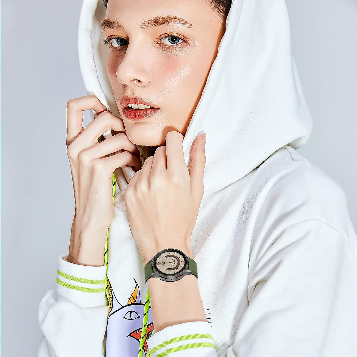 VeveXiao Sports Strap Compatible with Samsung Galaxy Watch 4 Classic 42mm/46mm band, No Gaps Soft Silicone Replacement Straps for Galaxy Watch 4 40mm/44mm WristBand (Army Green Black)