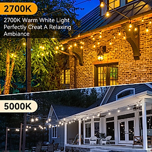 AVANLO Outdoor String Lights Dimmable LED 96 FT (2x48FT) Waterproof Shatterproof Bulbs 30 Hanging Sockets Commercial Grade Patio Lights Decorative Bistro/Party/Garden/Cafe Light 2700K Warm White Light