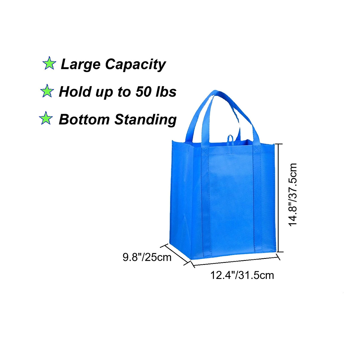 BJ BshuxiuJ Reusable Grocery Shopping Bags - Large Non-Woven Tote Bags Bulk with Handles, Durable, Washable, and Heavy-Duty for Shopping Groceries – Eco-Friendly Choice (6-Pack)