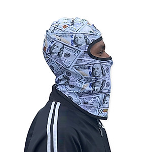 GCBalaclava Benjamins Face Mask UV Protection for Men Women Sun Hood Tactical Lightweight Ski Motorcycle Running Riding Black