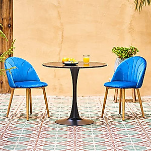 VONLUCE 32 Inch Round Dining Table with Faux Marble Top for Kitchen Bar Patio and More, Modern Small Coffee Table Living Room Accent Table with Tulip Style Metal Base and 165lb Capacity for 2-4, Black