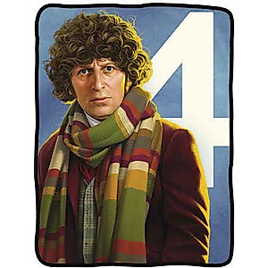 Doctor Who 4th Doctor Fleece Throw Blanket - Officially Licensed Doctor Who Soft Fleece Throw