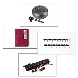 Ubblove Steel Tongue Drum for Kids: 8 Notes 6 Inches Key of C Metal Steel Drums Instrument with Bag for Meditation, Yoga, musical education, zen tone (Silver)