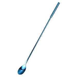 uxcell Long Handle Mixing Stirring Spoon, Stainless Steel Bartender Mixing Spoon Cocktail Stirrers, Bar Spoon Stirring Spoon (Length: 300mm/11.81", Blue)
