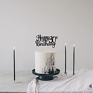 1 PCS Happy 30th Birthday Cake Topper Glitter Cheers to 30 Years Birthday Cake Pick 30 Fabulous Cake Decoration for Happy 30th Birthday Anniversary Party Decorations Supplies Black
