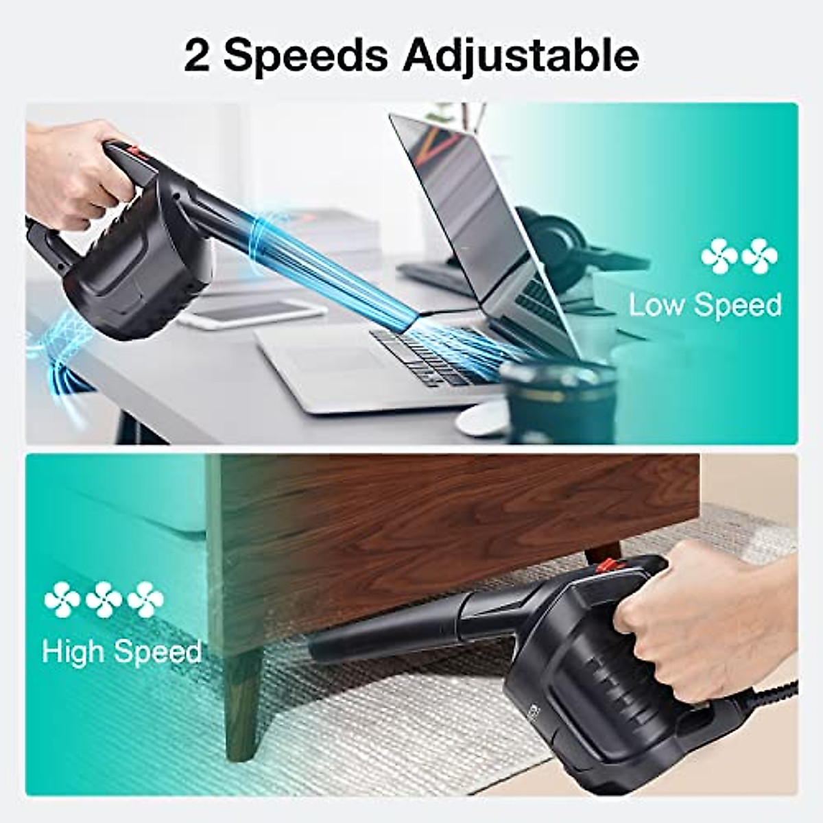 Compressed Air, MECO High Pressure Air Duster Blower Computer Cleaner Keyboard for Cleaning Dust, Hairs, Crumbs for Computer, Laptop, Tower Fans, Printer, Replaces Compressed Air Cans