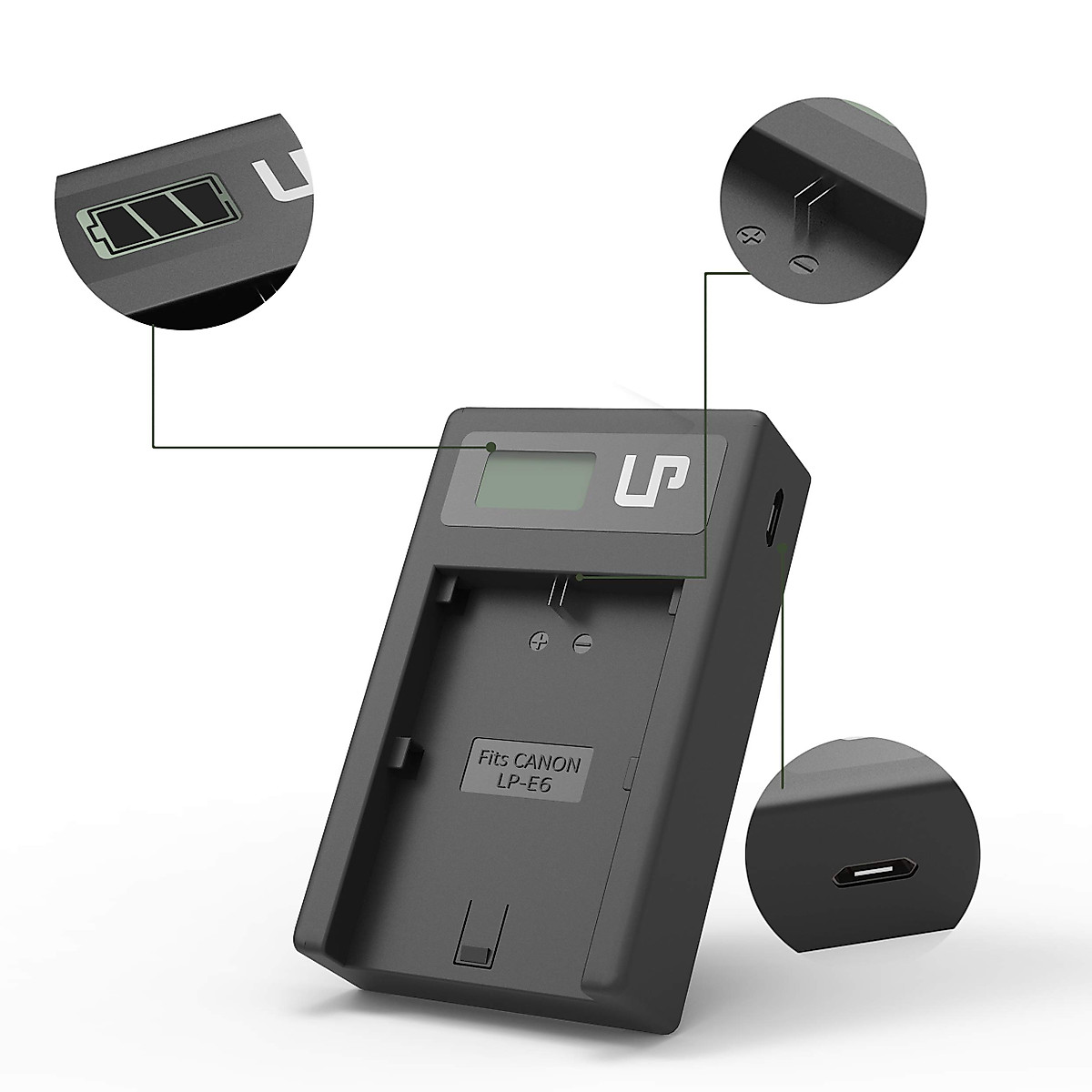 LP-E6 LP E6N Battery Charger, LP Charger Compatible with Canon EOS 90D, 80D, 70D, 60D, 60DA, 7D Mark II, 7D, 6D Mark II, 6D, 5D Mark IV, 5D Mark III, 5D Mark II, 5DS, 5DS R, R5, R6 DSLR Cameras & More