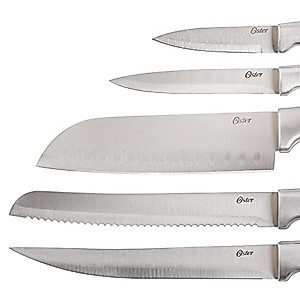 Oster - 70561.14 Oster Baldwyn High-Carbon Stainless Steel Cutlery Knife Block Set, 14-Piece, Brushed Satin