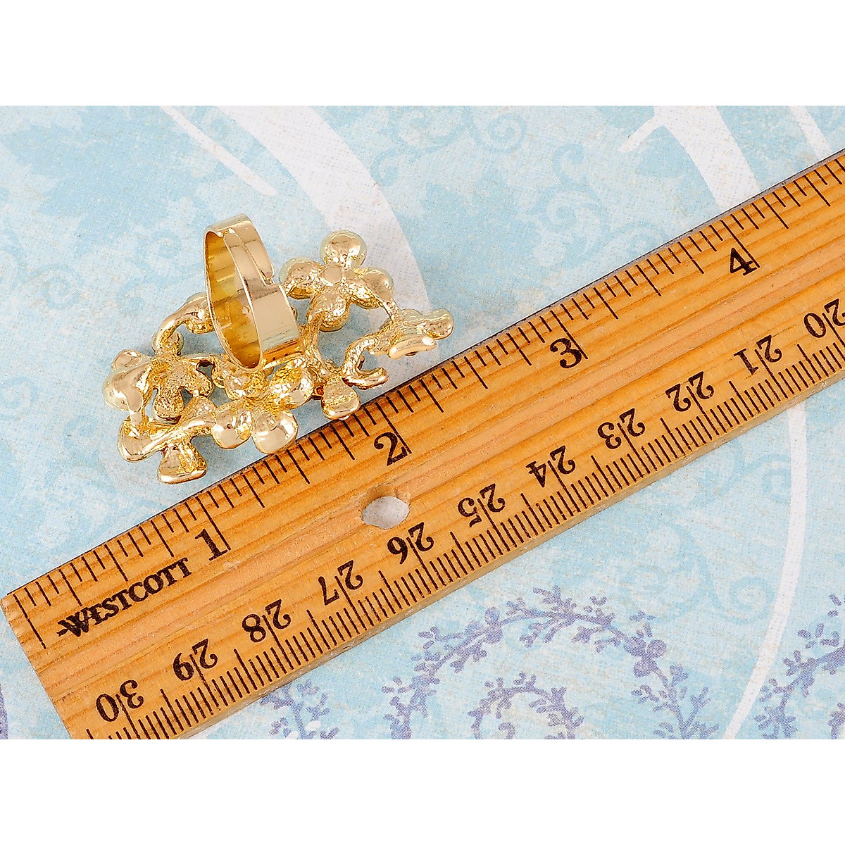 Alilang Brilliant Elegant Topaz Crystal Rhinestone Floral Flower Adjustable Ring