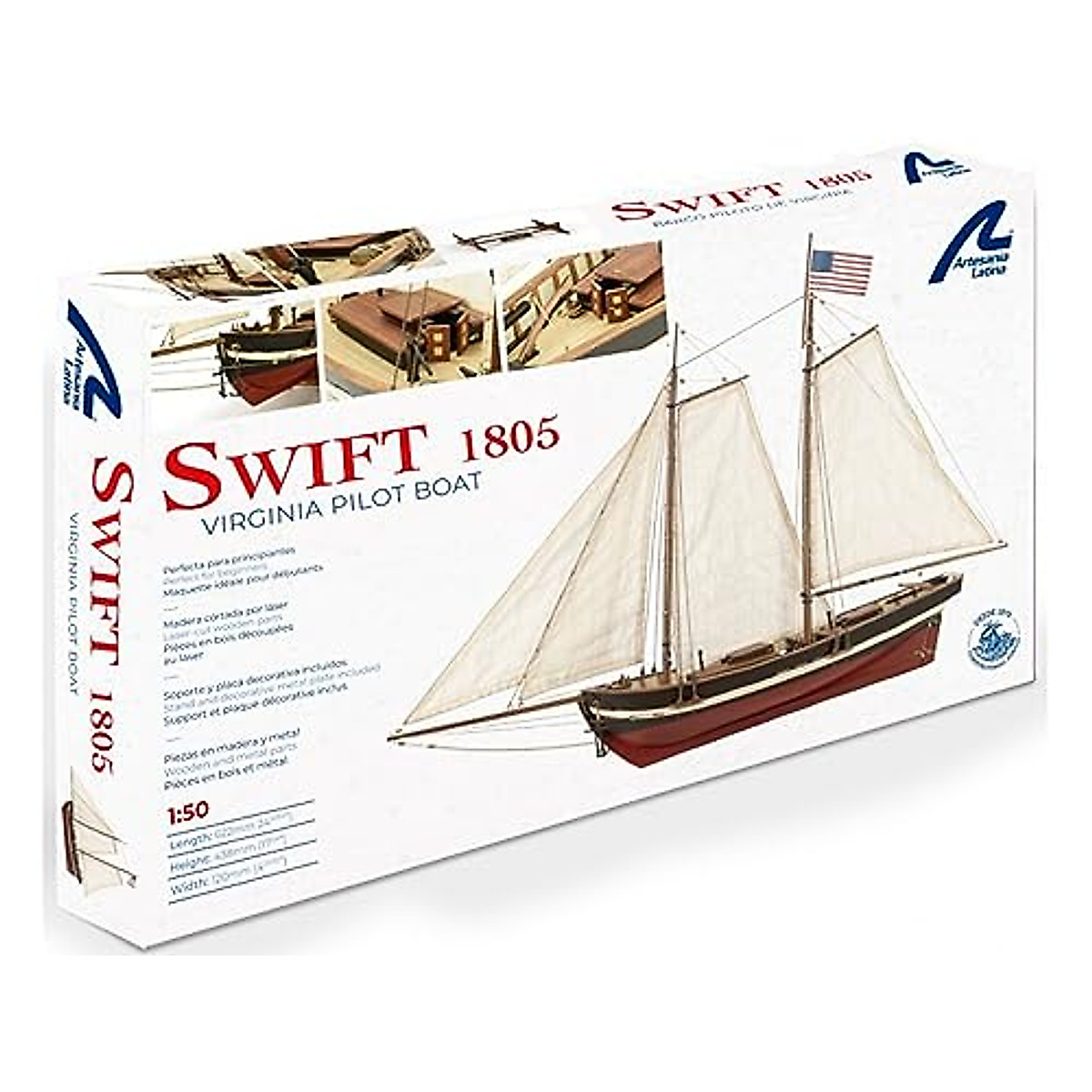 Artesanía Latina – Wooden Ship Model Kit – US Pilot Boat, Swift– Model 22110-N, 1:50 Scale – Models to Assemble – Initiation Level