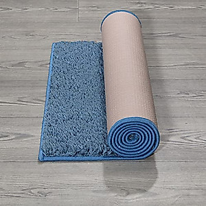 Ottomanson Machine Washable Soft Shag Design Non-Slip Rubberback 2x5 Indoor Runner Rug for Hallway, Entryway, Kitchen, Living Room, Bedroom, Bathroom, 2 ft x 5 ft, Navy Blue