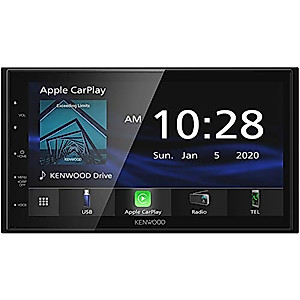 Kenwood DMX47S 6.8" Capacitive Touch Screen Digital Multimedia Receiver with Apple CarPlay & Android Auto (Does not Play CDs)