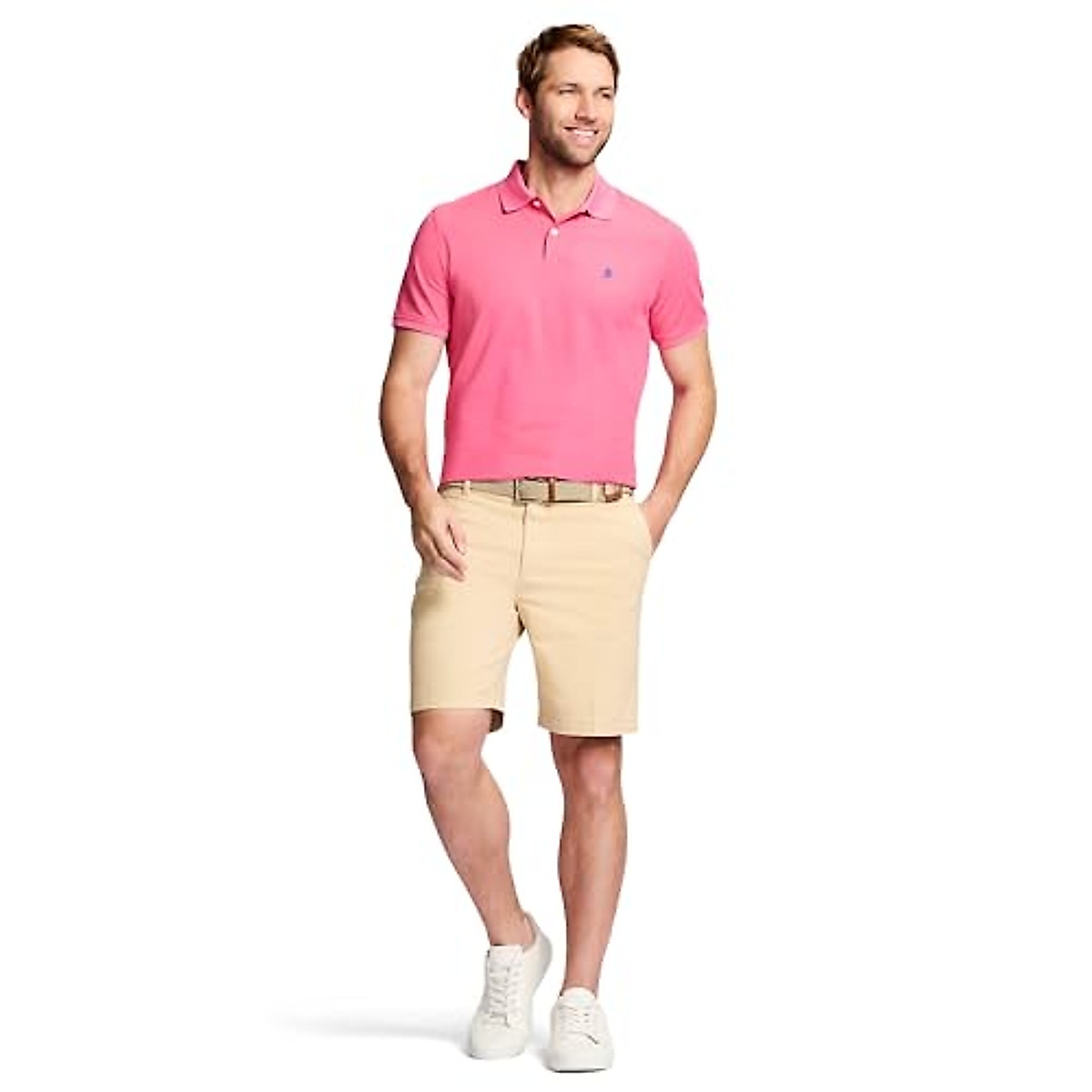 IZOD Men's Classic Saltwater 9.5" Flat Front Chino Short, Pale Khaki, 38