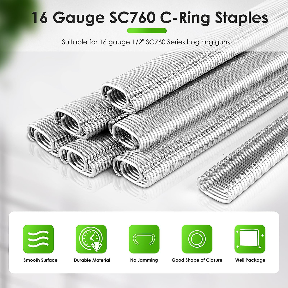 China-top Silver SC760 16 Gauge 5/8'' Crown C Ring Staples C-Rings Hog Rings
