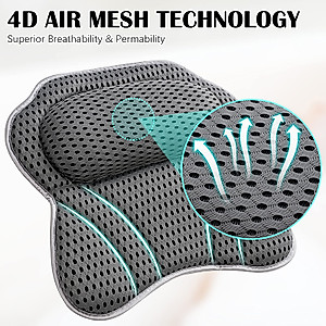 Bath Pillow Spa Bathtub Pillow with Non-Slip Suction Cups, Head, Neck, Back & Shoulder Rest Support, Soft & Luxury Bathtub Cushion, Bath Pillow Fit Hot Tub, Bathtub (Grey 4D Luxury Bath Pillow)
