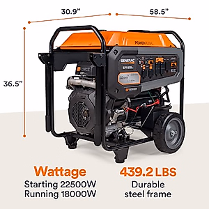 Generac 7706 GP18000EFI 18,000-Watt Gas-Powered Electric-Start Portable Generator with Cosense & EFI Engine, Transfer Switch Compatible