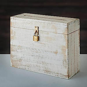 Eximious India Wedding Card Box with Card Slit and Lock 12"X10"X4.5"- Gift Wishing Well Card Box for Weddings, Receptions, Birthdays, Graduations, Baby Showers, Honeymoon Funds (White)