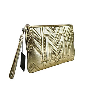 MCM Women's Munichi Gold Metallic Leather Medium Pouch Wristlet MYZ9SKL02DA001