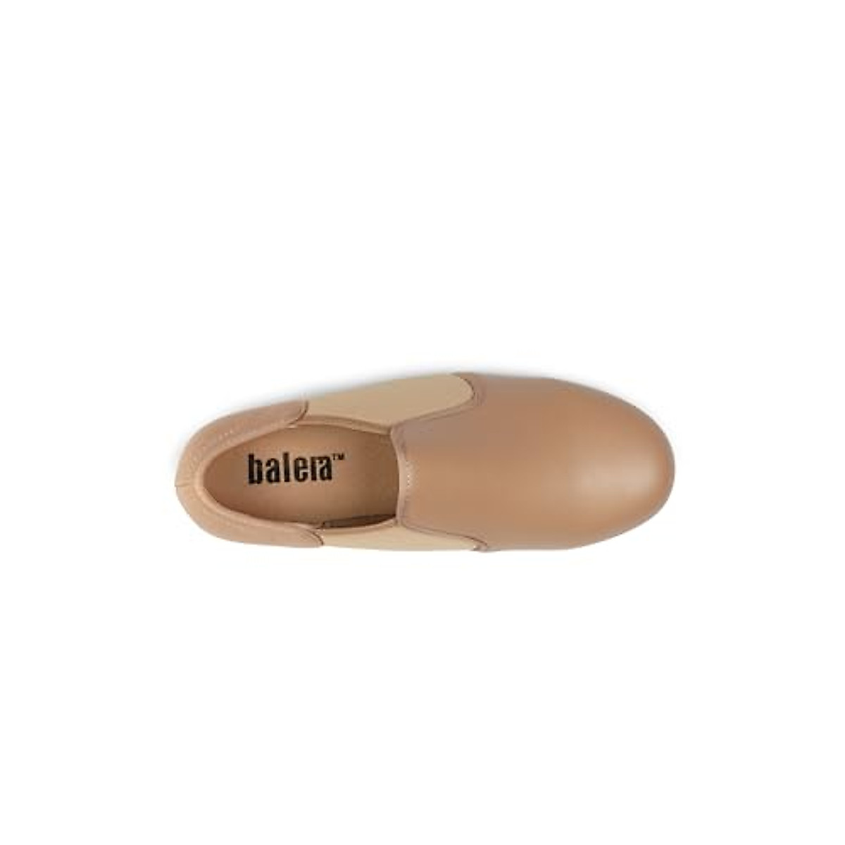 Balera Girls Tap Shoes Slip On Shoe with Leather and Stretch Inset Rubber Sole with Taps Caramel
