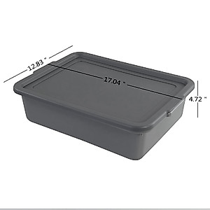 Nicesh 3-Pack 13 L Plastic Commercial Bus Tub, Gray Bus Box with Lid