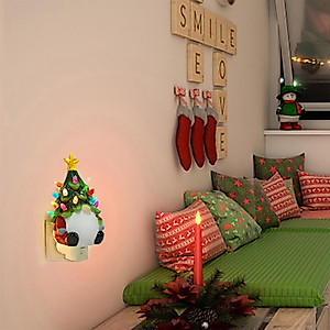Hausse Christmas Gnome Night Light, Decorative Ceramic Santa Wear Xmas Tree Hat Nightlight for Kids, Multicolor Bulbs & 360 Degree Swivel Plug with On/Off Switch for Home Bathroom Bedroom Decor