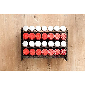 REEQMONT 4 Tier Spice Rack Organizer Storage Jar Stand Holder, for Cabinet Countertop or Wall Mount Pantry Cupboard Door, Black