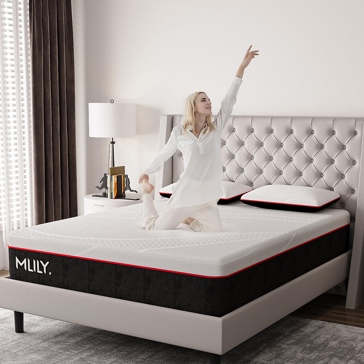 MLILY Twin Mattress Bed Mattress, Manchester United 10 Inch Memory Foam Mattress, Cool Sleep & Pressure Relief, Made in USA, White