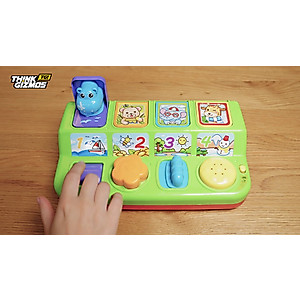 Think Gizmos Interactive Activity Pop-Up Toy for Toddlers Ages 1,2,3 – Peek-a-Boo Toy with Lights, Sounds & Music – Cute Animal Learning Game