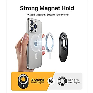 andobil Car Phone Holder & Magnetic Phone Grip Compatible with MagSafe iPhone 14 Pro Max 14 13 12