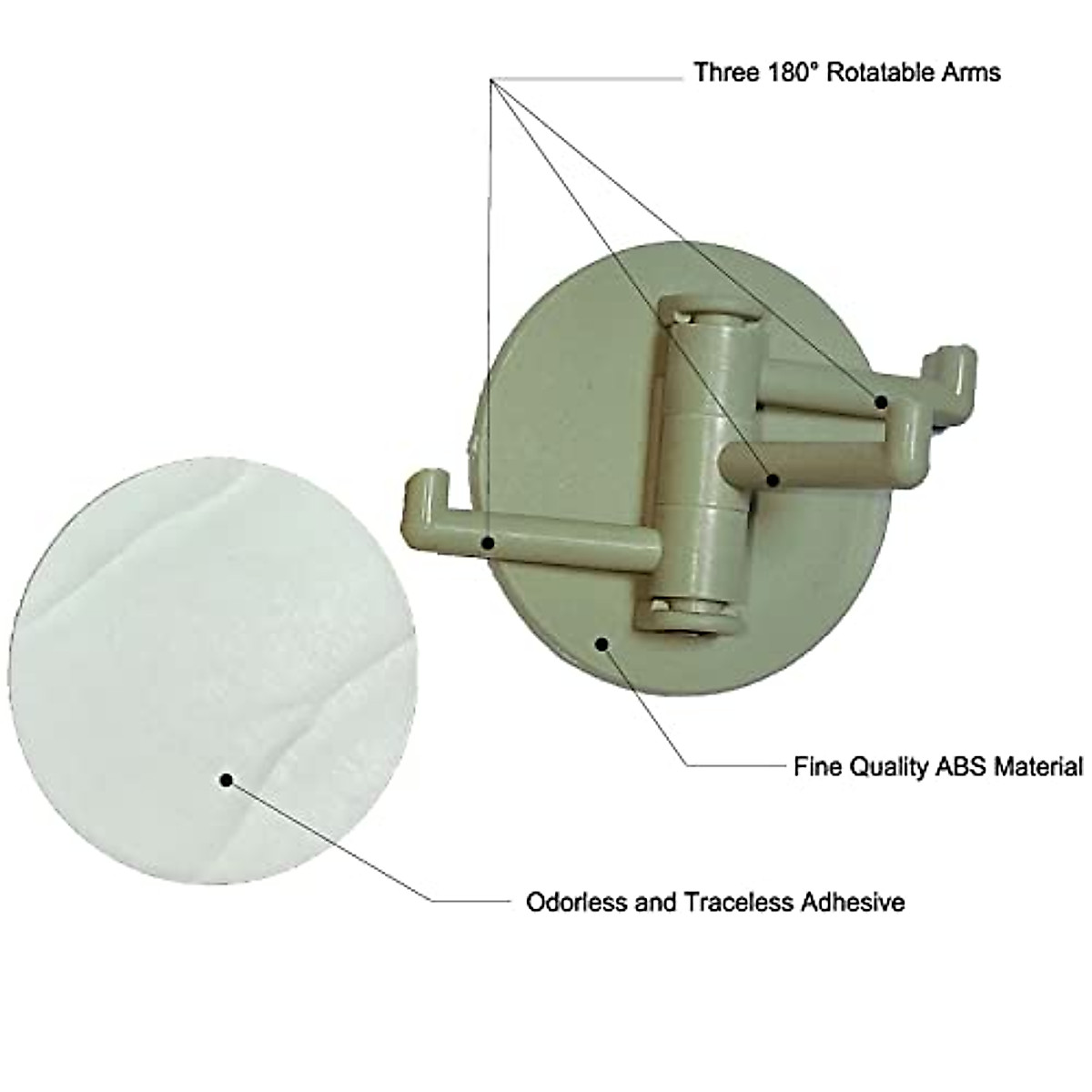 Fineget Adhesive Hooks for Hanging Door Kitchen Bathroom Hooks 3 Rotatable Arms Round Sticky Hooks Green 2 Pairs