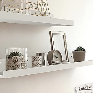 Icona Bay 36 Inch Floating Shelves for Wall, Set of 3 in Powder White, Modern Rustic Style, Wall Mounted Display Shelves, Picture Ledges