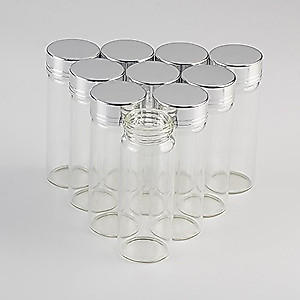 12units 30x80mm Empty Jars Glass Bottle with Aluminium Silver Color Screw Cap 40mlSealed Liquid Food Gift Container (12, 40ML-Silver Lid)