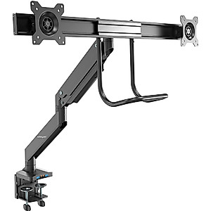 StarTech.com Desk Mount Dual Monitor Arm with USB & Audio - Slim Adjustable Dual Monitor VESA Mount for up to 32" (17.6lb/8kg) Displays - Ergonomic Articulating - C-Clamp/Grommet (ARMSLIMDUAL2USB3)