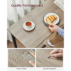 VASAGLE Dining Table Set, Bar Table and Chairs Set, Kitchen Bar Height Table with Stools Set of 2, Steel Frame, Industrial, 39.4 x 15.7 x 35.4 Inches, Heather Greige and Ink Black ULBT218B02