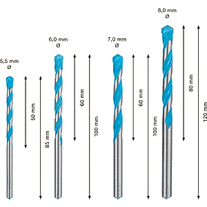 Bosch Professional 4X Expert CYL-9 MultiConstruction Drill Bit Set (Ø 5,5-8 mm, Accessories Rotary Impact Drill)