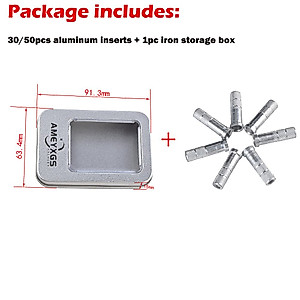 SHARROW Archery Aluminum Inserts .244 for Archery Carbon Arrows Shaft ID 6.2mm Arrow Insert Base Aluminum Point Insert with Storage Box for Archery Arrows Accessories 30/50pcs (OD 7.6mm, 50)