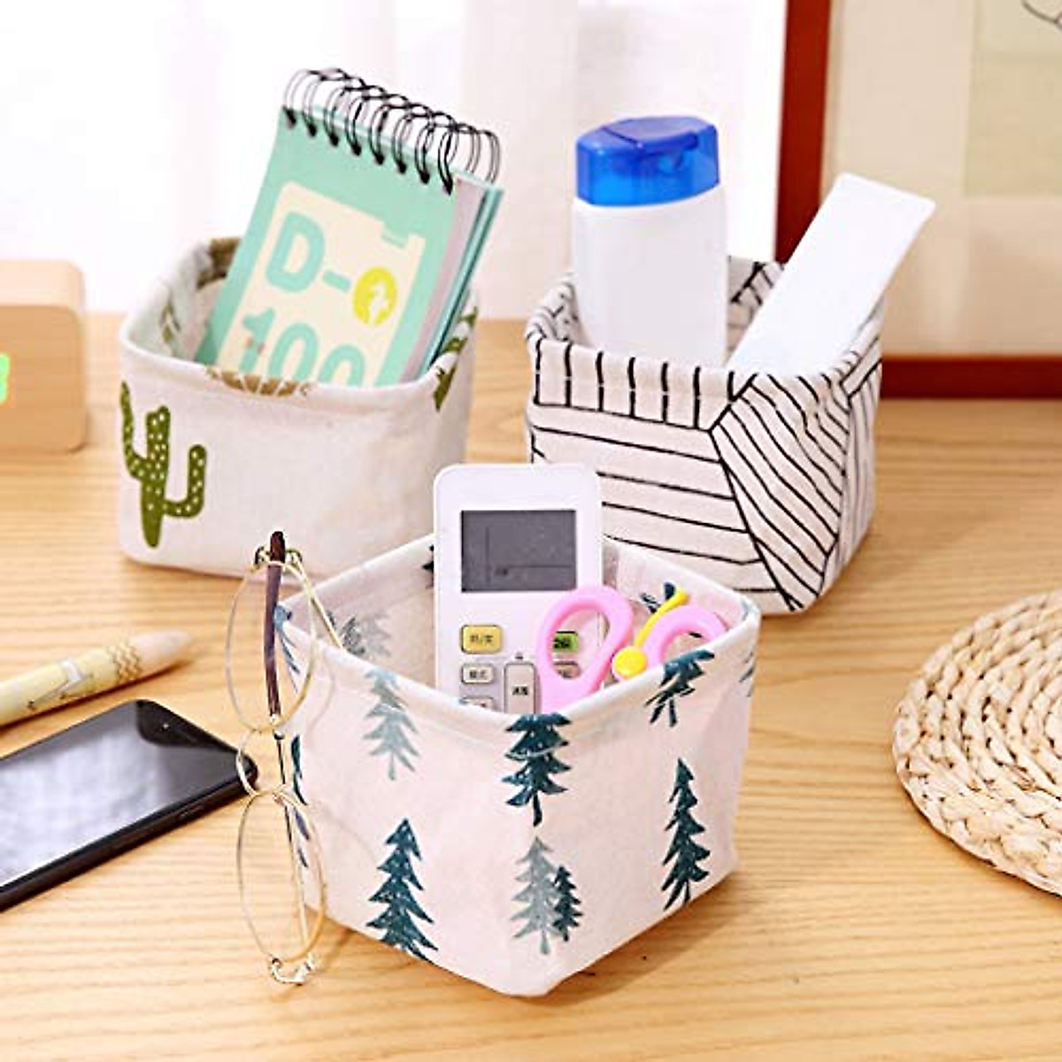 AKIWOS 2Pcs Toy Storage Basket, Cloth Storage Bin Durable Organizer for Desk, Office, Wardrobe to Storage Small Stuffs