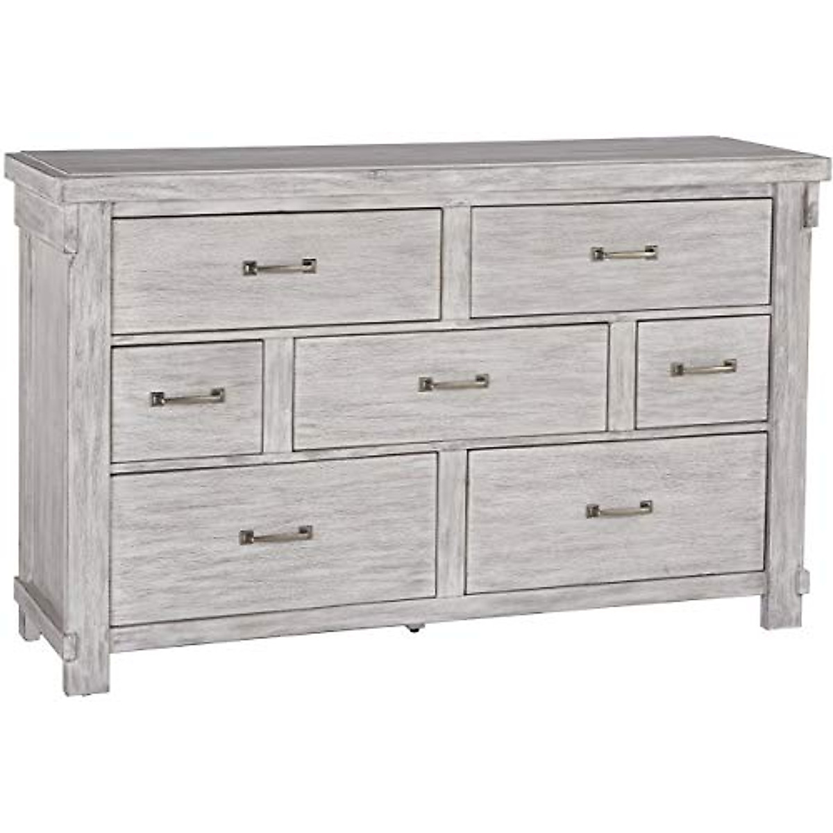 Signature Design by Ashley Brashland Farmhouse 7 Drawer Dresser with Dovetail Construction, Textured White