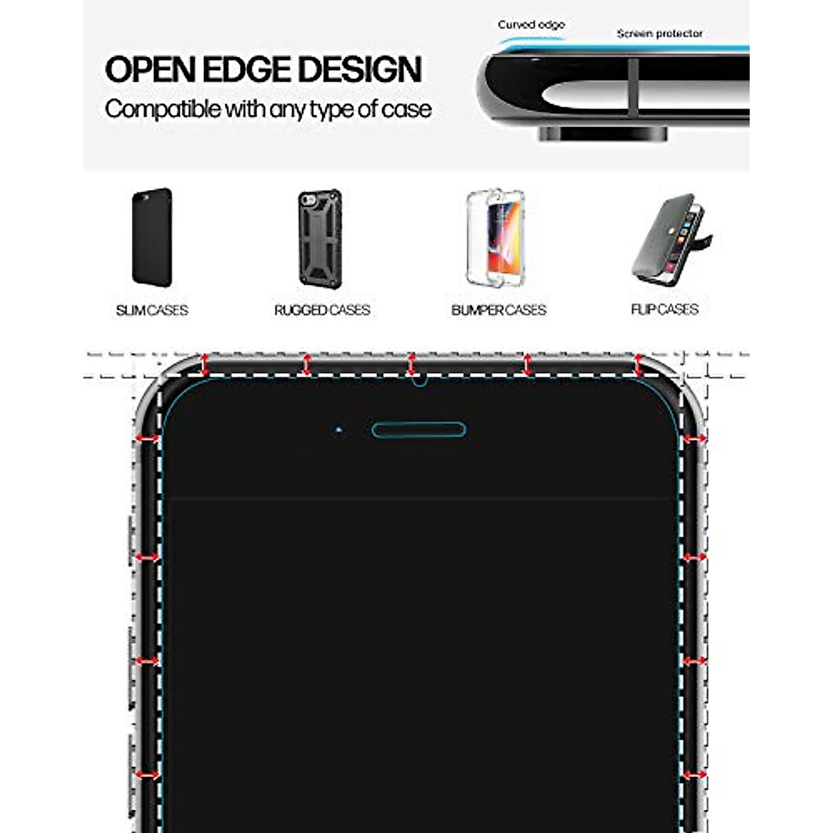 Power Theory Designed for iPhone 8 Plus Screen Protector/iPhone 7 Plus Screen Protector Tempered Glass [9H Hardness], Easy Install Kit, 99% HD Bubble Free Clear, Case Friendly, Anti-Scratch, 2 Pack